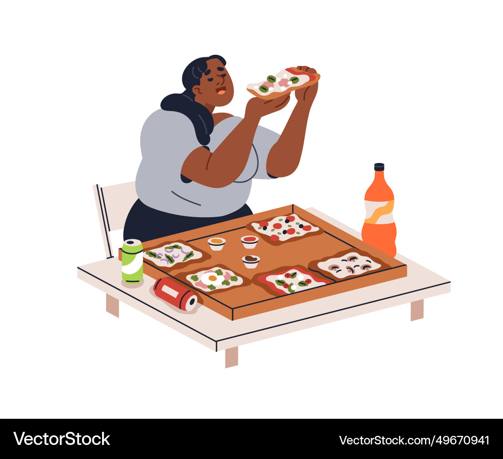 Gluttony and overeating concept hungry chunky Vector Image