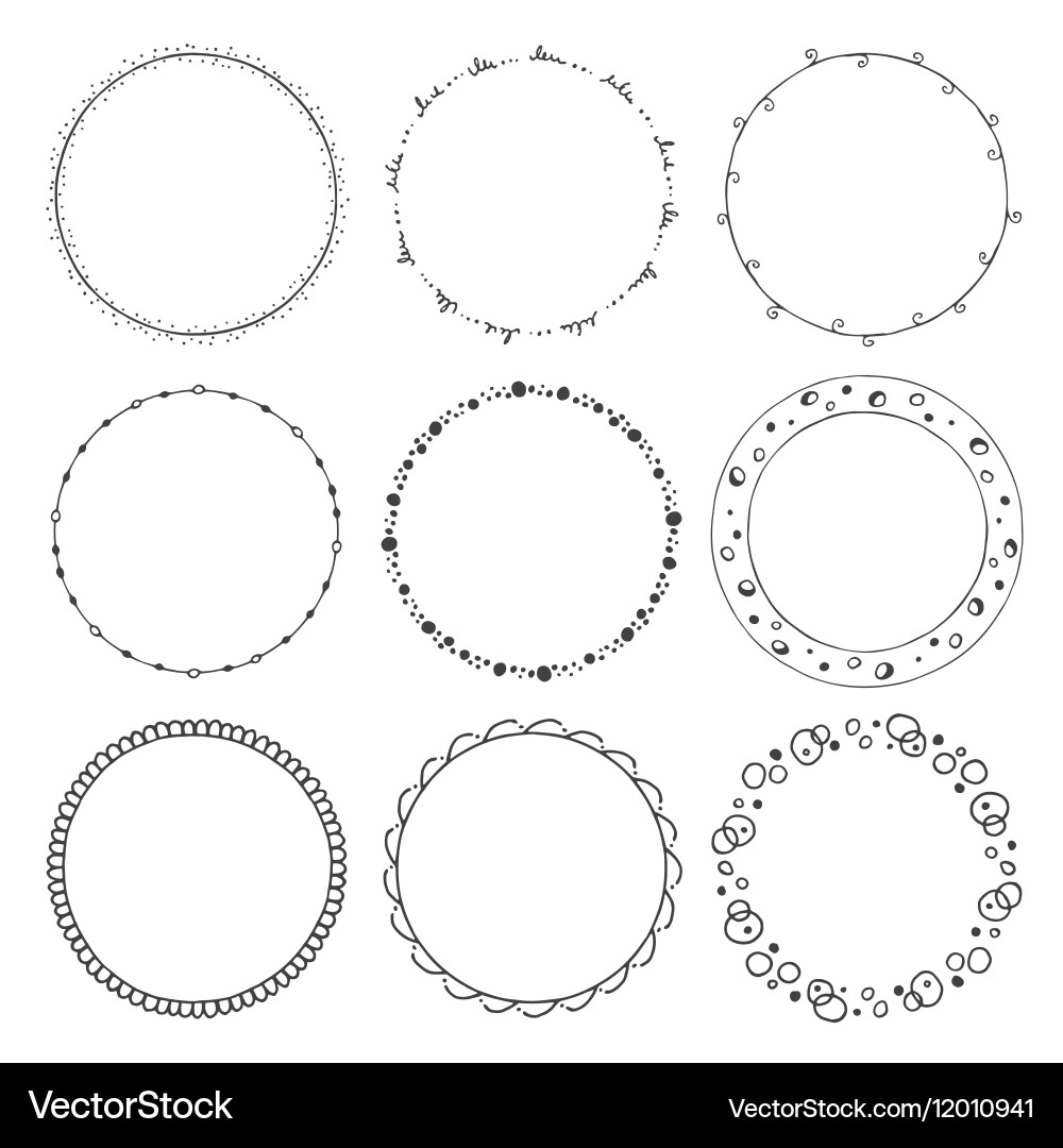 Hand drawn round frames design elements Royalty Free Vector
