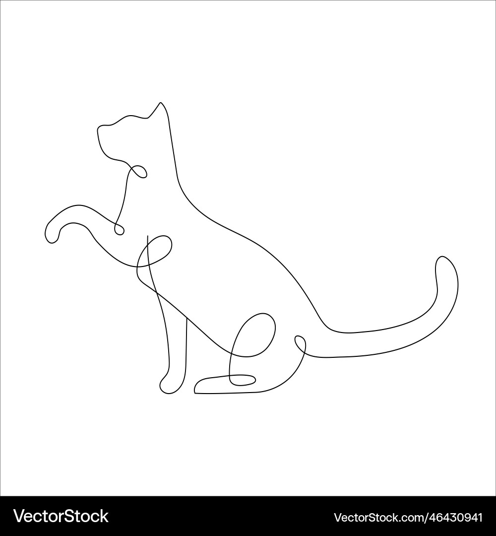 Minimalist One Line Cat Art Royalty Free Vector Image