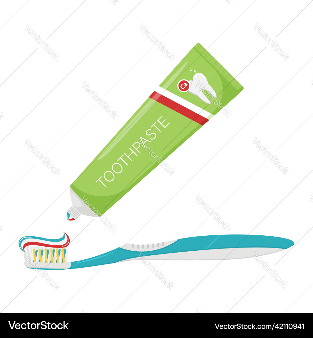 Three-color toothpaste is squeezed out Royalty Free Vector