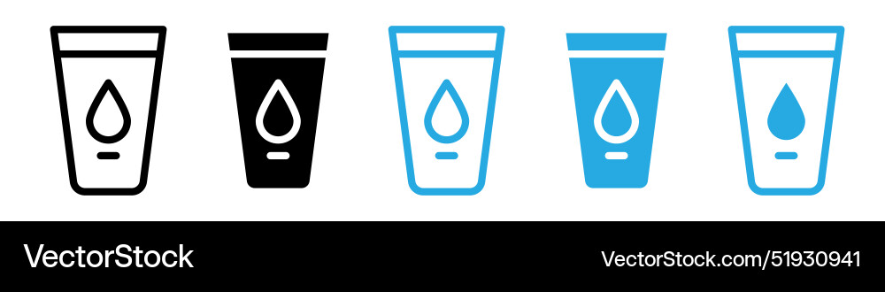 Water glass icon logo set Royalty Free Vector Image