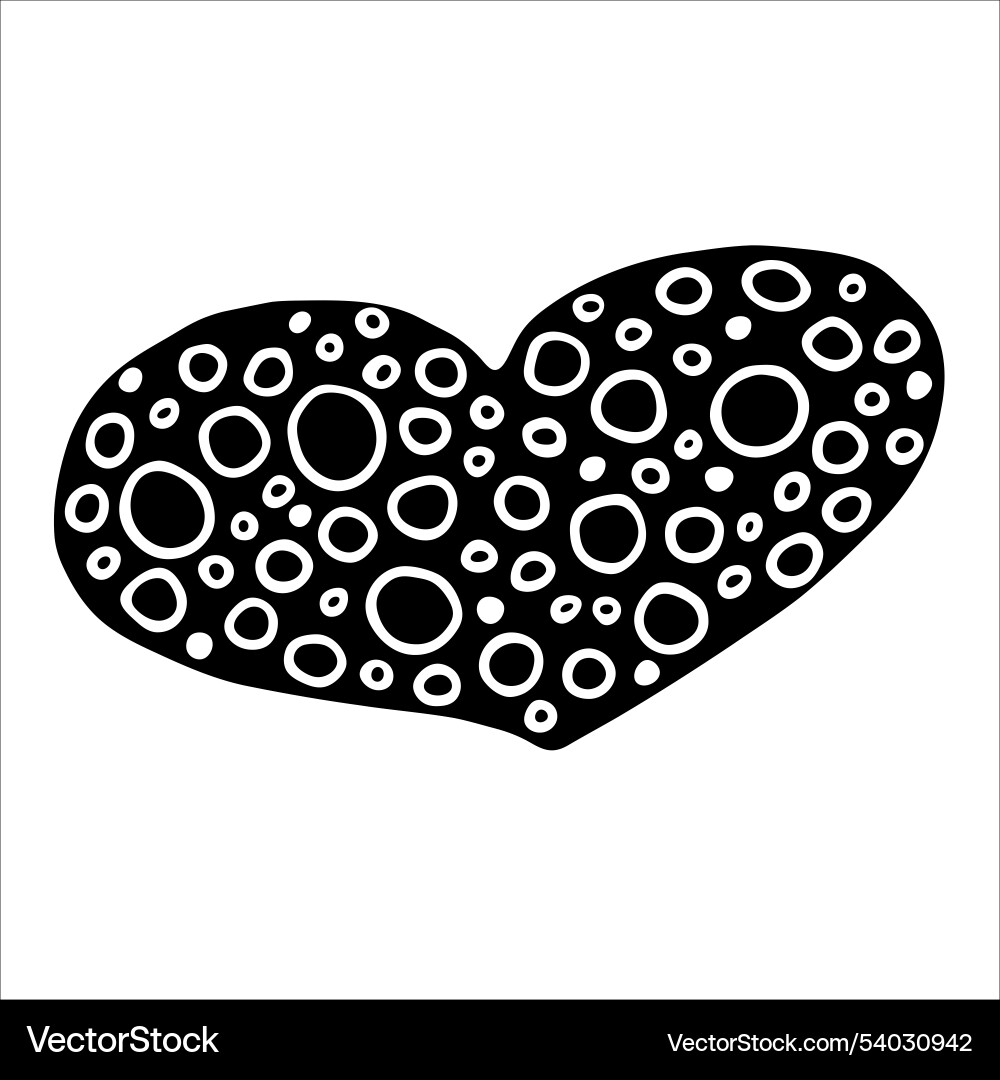 A bold solid black heart icon with dot contours Vector Image