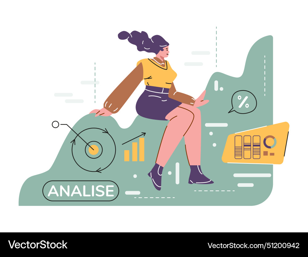 Businesswoman analysis graph data diagram Vector Image