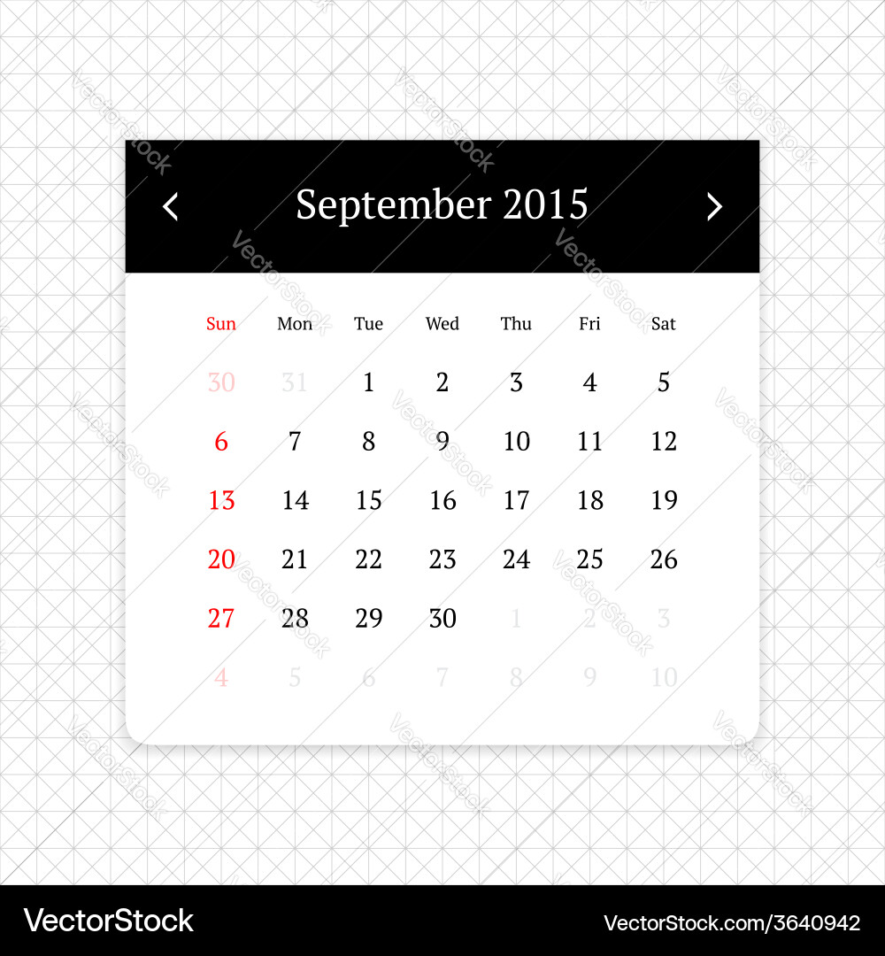 Calendar page for september 2015 Royalty Free Vector Image