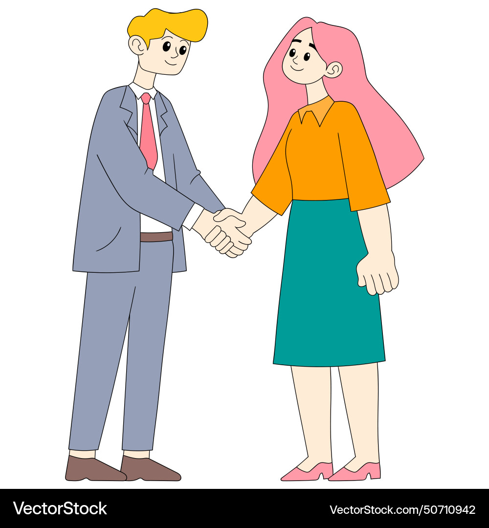 Cartoon doodle of cooperation at work boy Vector Image