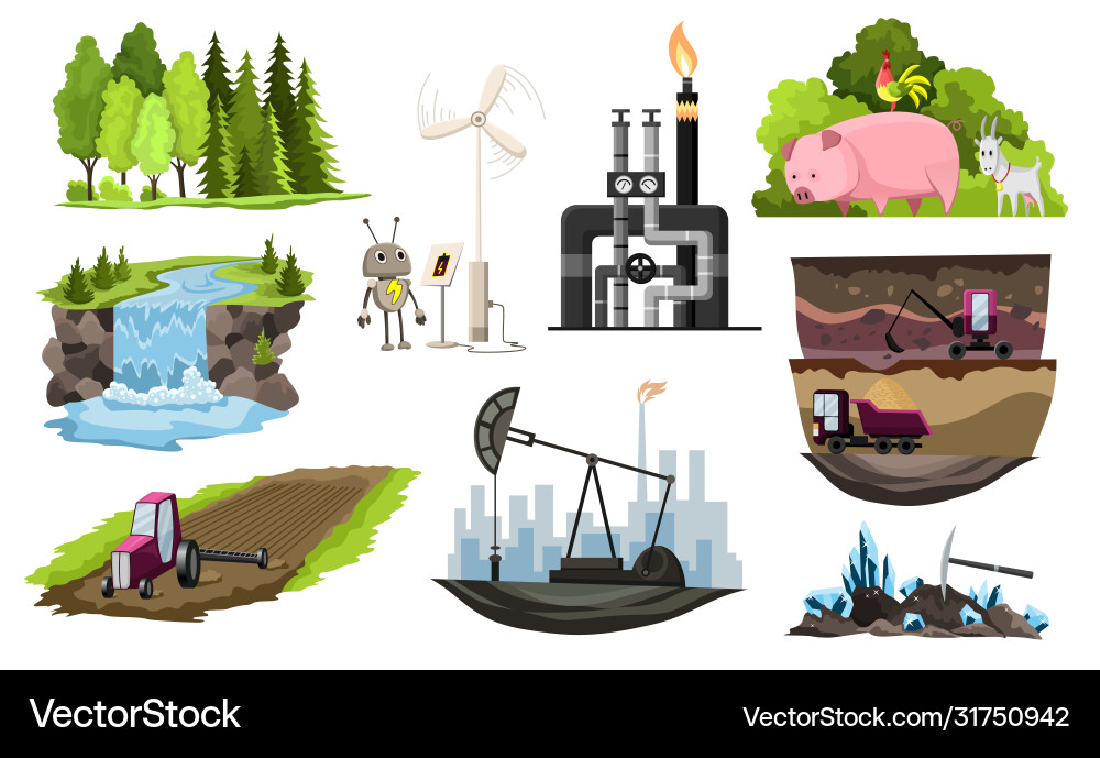 Collection natural resources design Royalty Free Vector