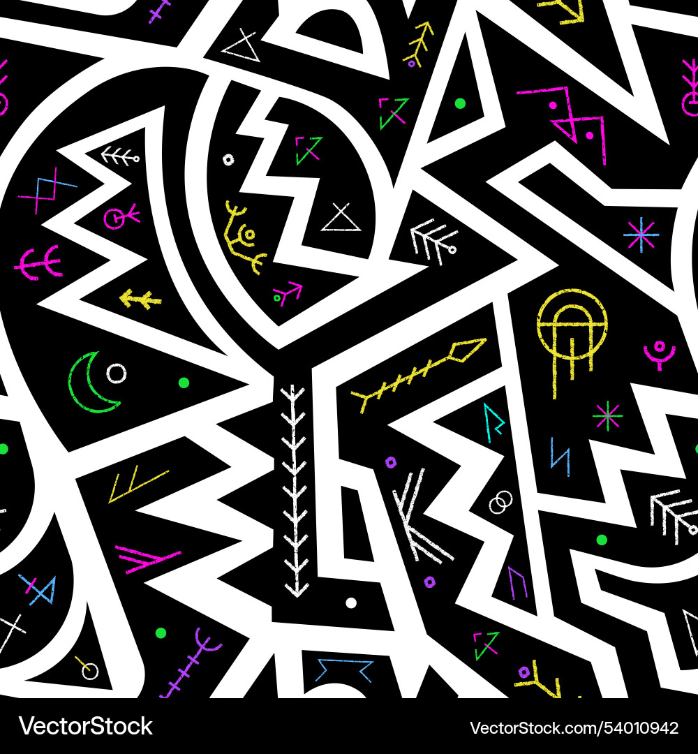 Colorful runes seamless pattern Royalty Free Vector Image