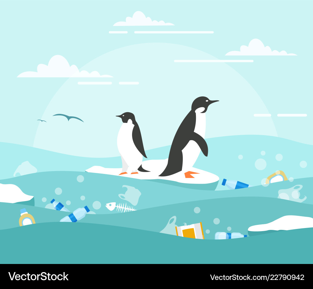 Concept of ocean pollution Royalty Free Vector Image