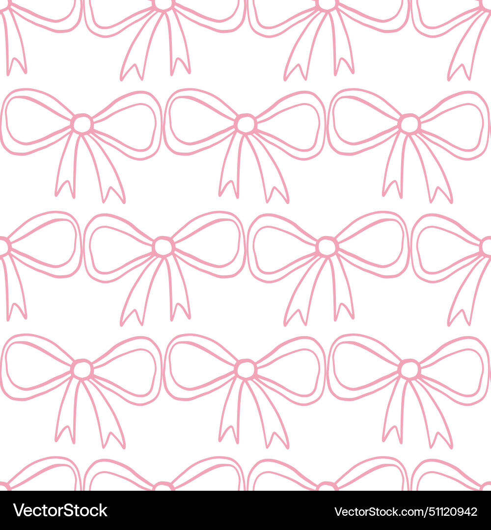 Gift bows seamless pattern ribbon vintage doodle Vector Image
