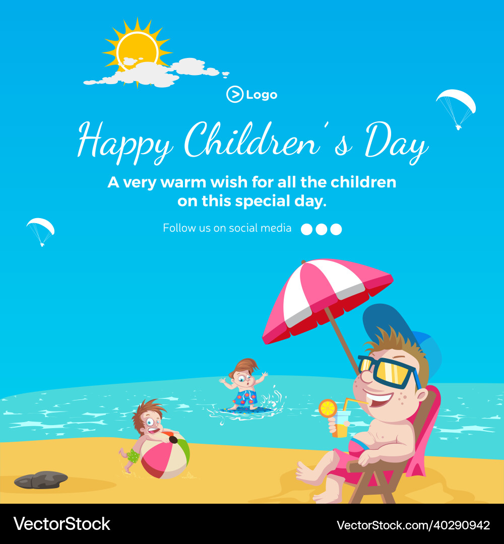 Happy children day banner design Royalty Free Vector Image