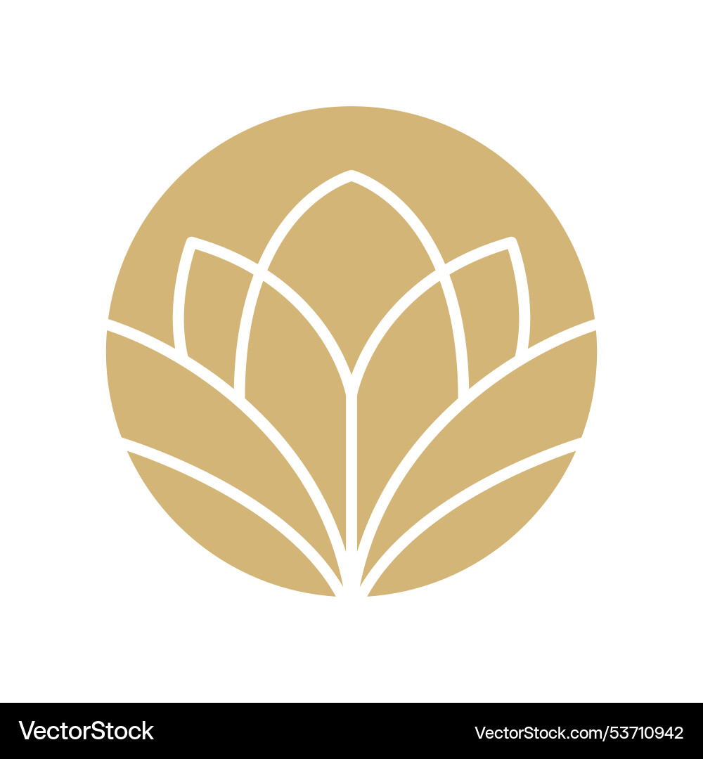 Simple lotus flower logo white line Royalty Free Vector