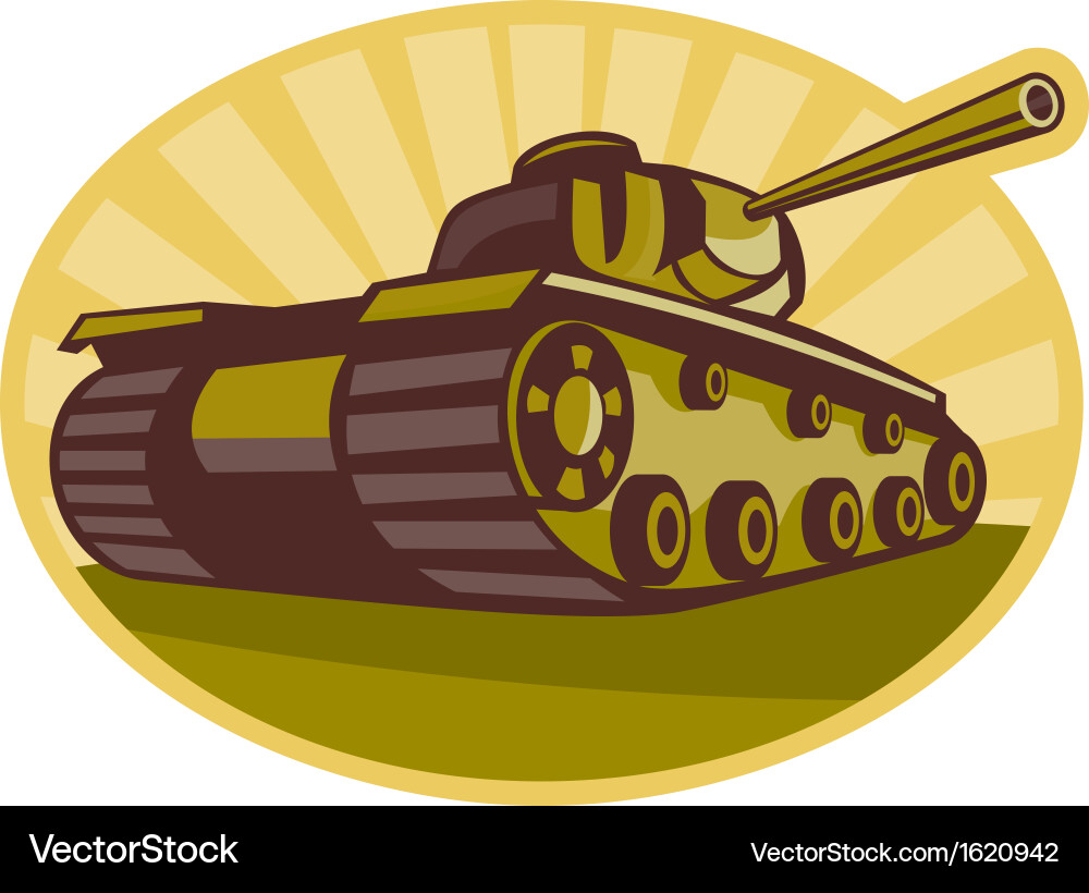 World war two battle tank aiming cannon Royalty Free Vector