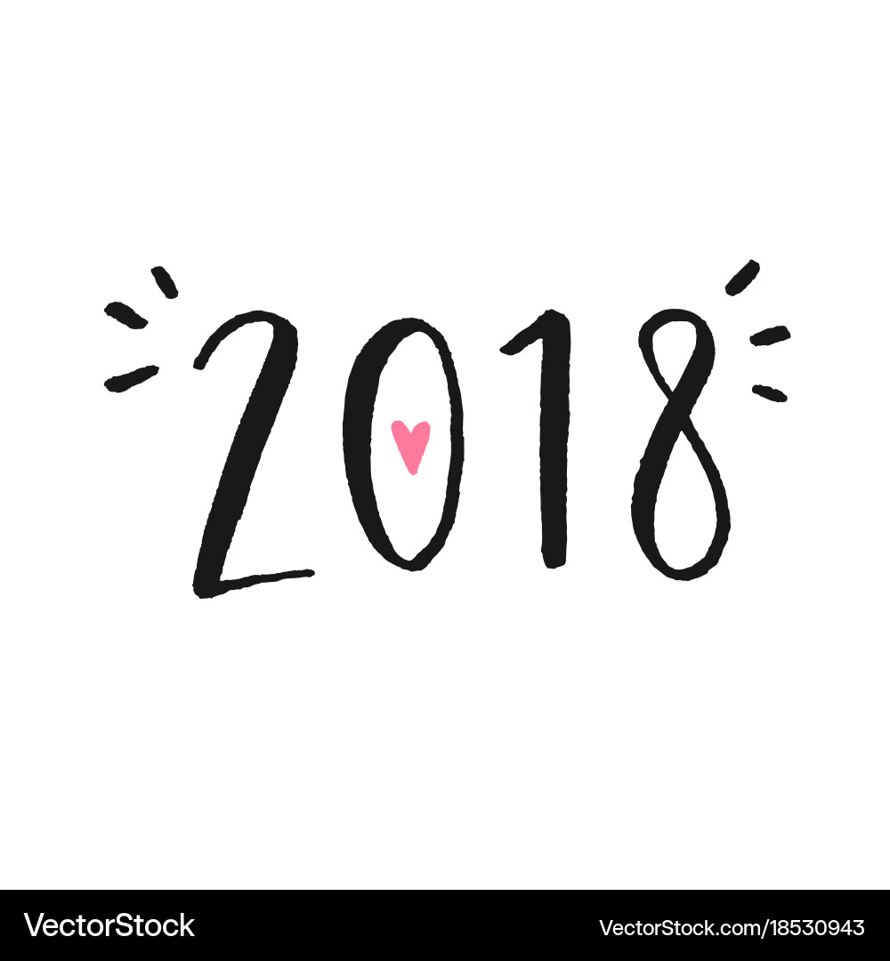2018 hand drawn lettering Royalty Free Vector Image