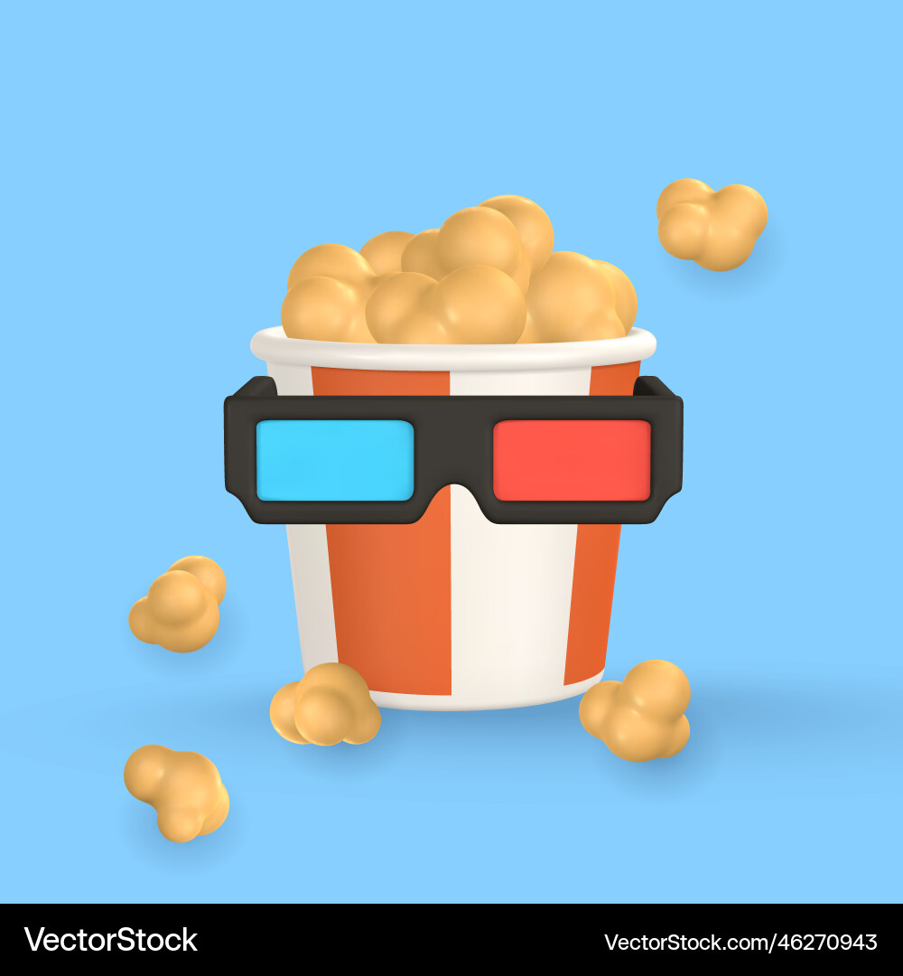 3d realistic pop corn bucket container Royalty Free Vector