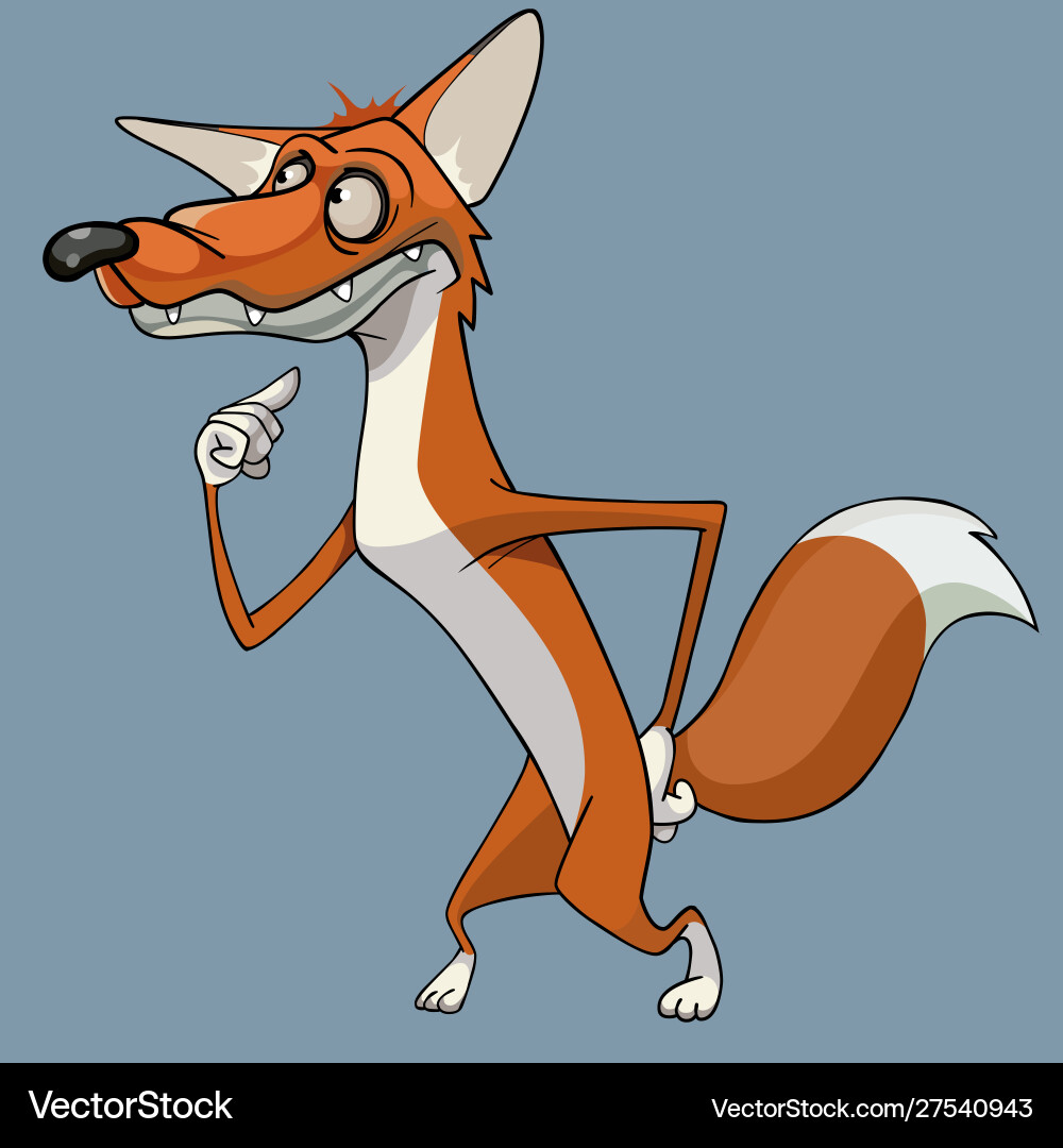 Cartoon sly roter Fuchs hört auf für Lösung Vektorbild