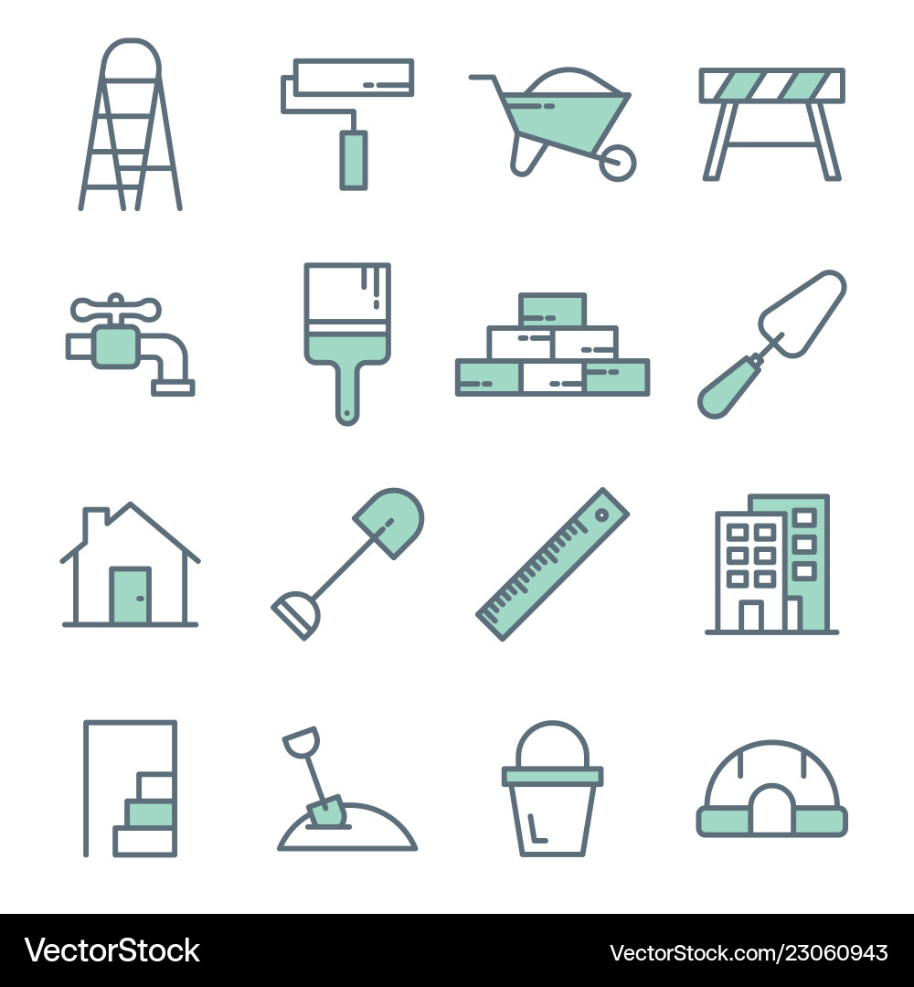 Construction Tool Line Icons Royalty Free Vector Image