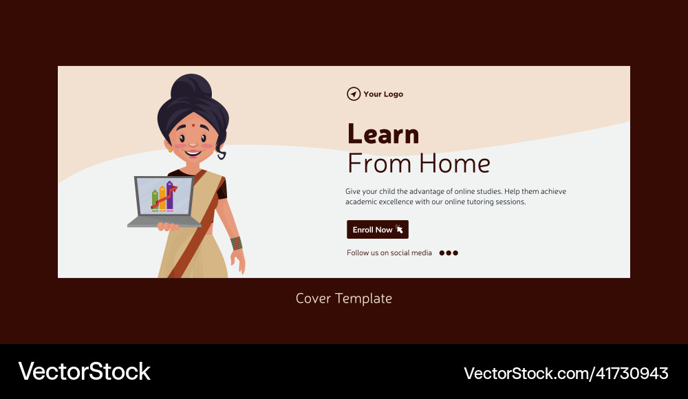 Cover page of learn from home Royalty Free Vector Image