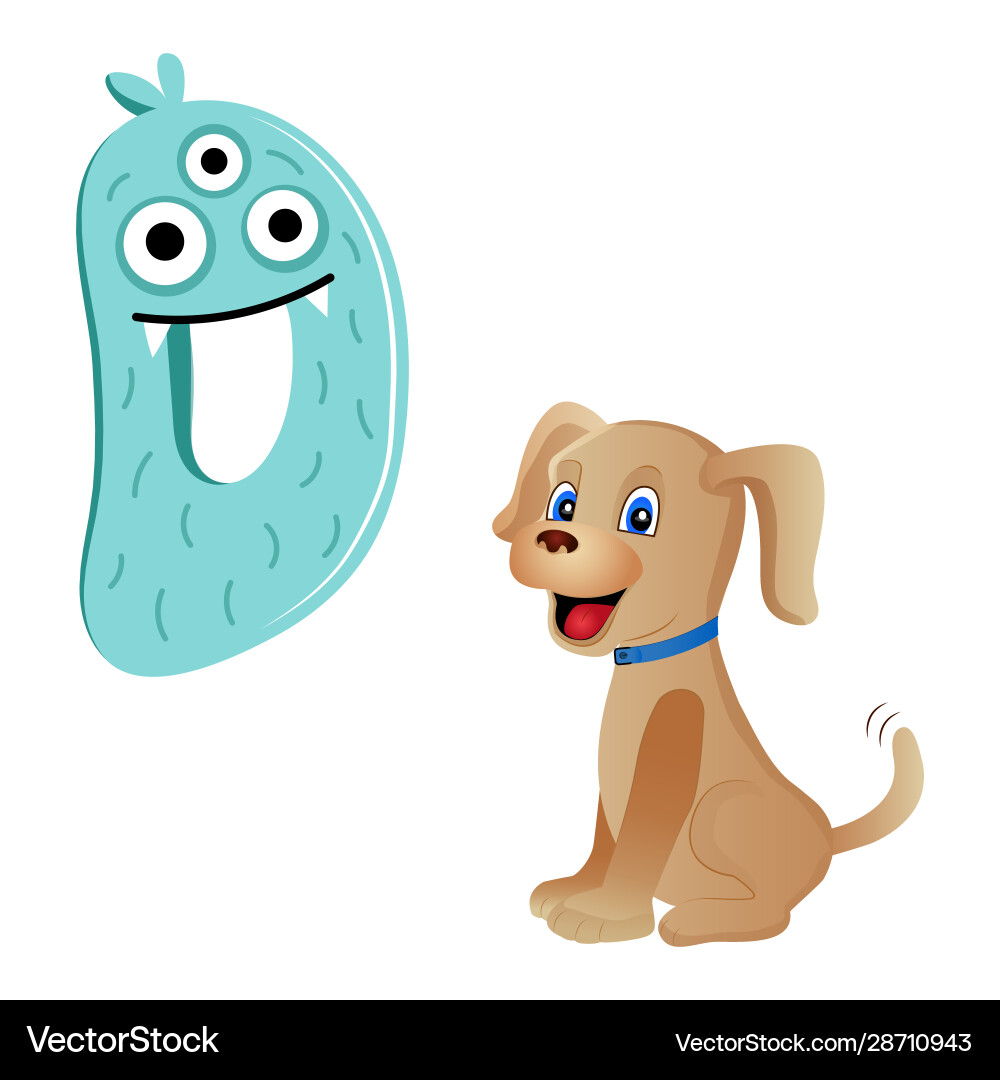 Cute kids cartoon alphabet letter d Royalty Free Vector