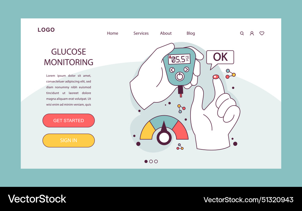 Diabetes measuring sugar blood with glucometer Vector Image
