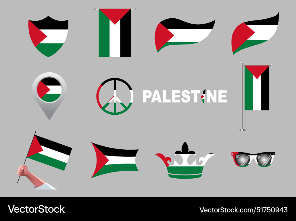 Flag of palestine set Royalty Free Vector Image