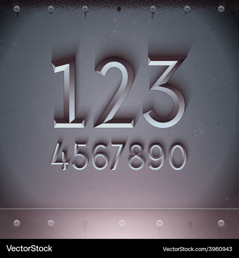 Metal embossed numbers Royalty Free Vector Image