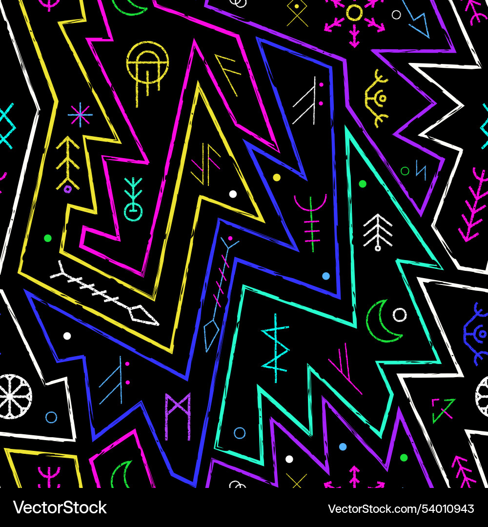 Neon tribal maze seamless pattern Royalty Free Vector Image