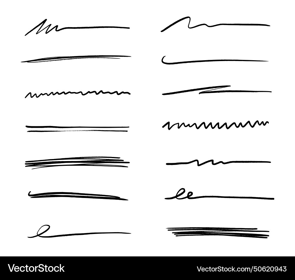 Pen underline line stroke marker scribble hand Vector Image