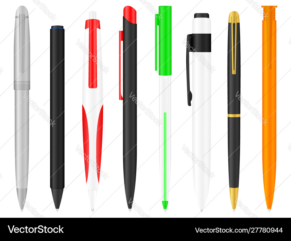 Ballpoint pens set Royalty Free Vector Image - VectorStock