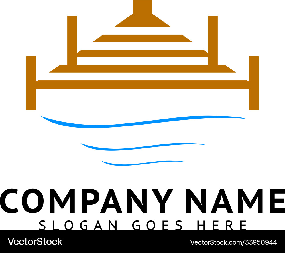 Beach pier dock logo design Royalty Free Vector Image