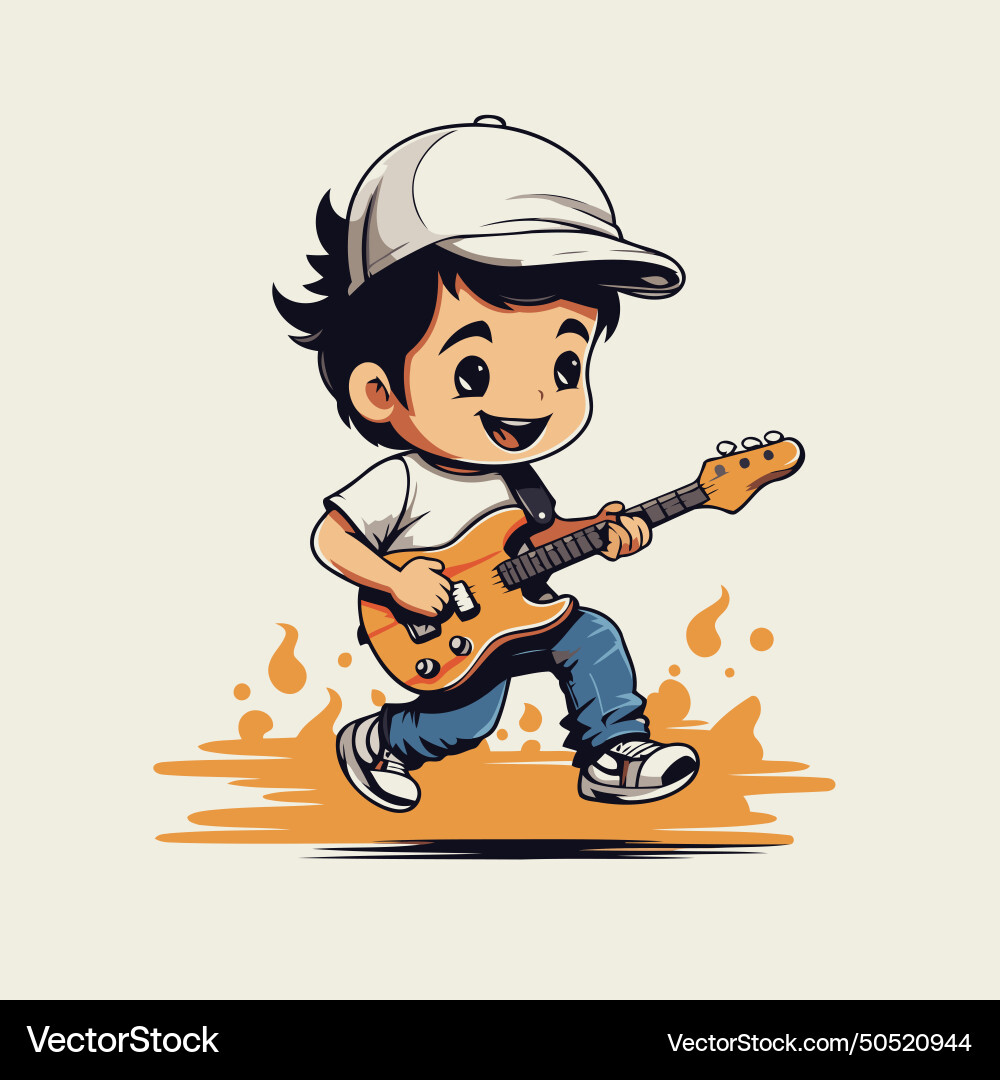 Cartoon boy playing the guitar for your design Vector Image