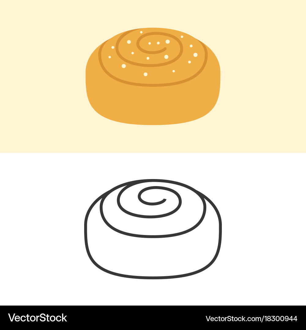 Cinnamon roll icon flat design and outline Vector Image