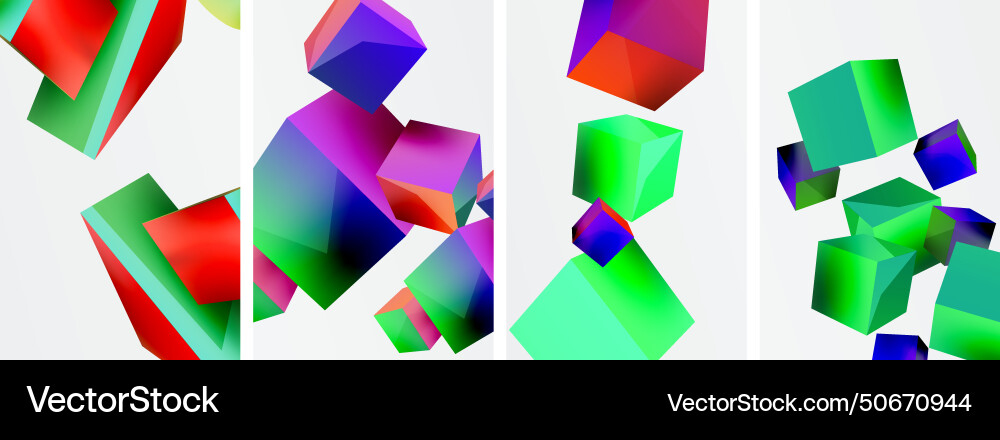 Composition of 3d cubes and other geometric Vector Image