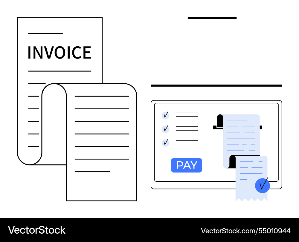 Digital payment processing and paper invoice with Vector Image
