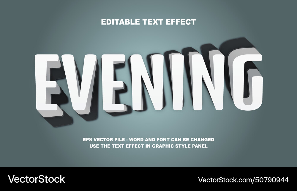 Editable text effect evening 3d template Vector Image