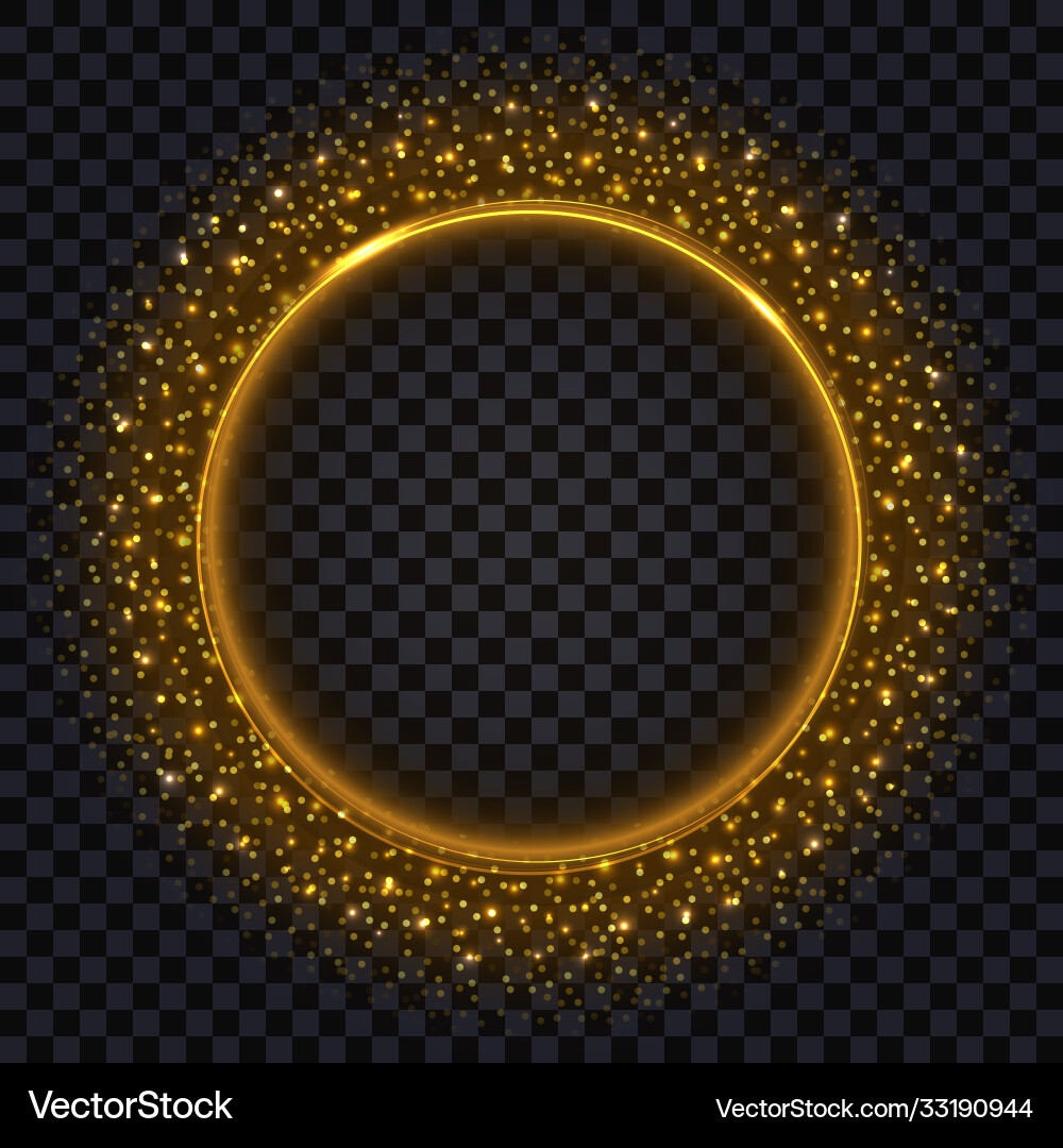 Gold glowing frame with glittering sparkles Vector Image