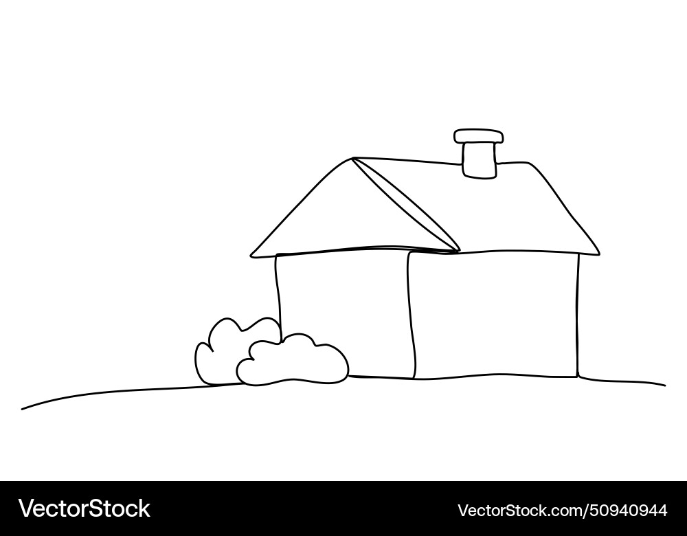 House one line drawing Royalty Free Vector Image