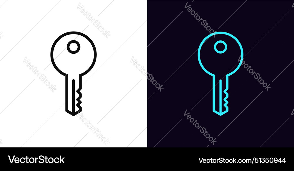 Outline door key icon with editable stroke Vector Image