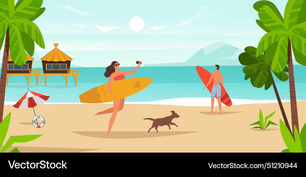 Summer sea activity beach surfing on ocean coast – Royalty-Free Vector ...