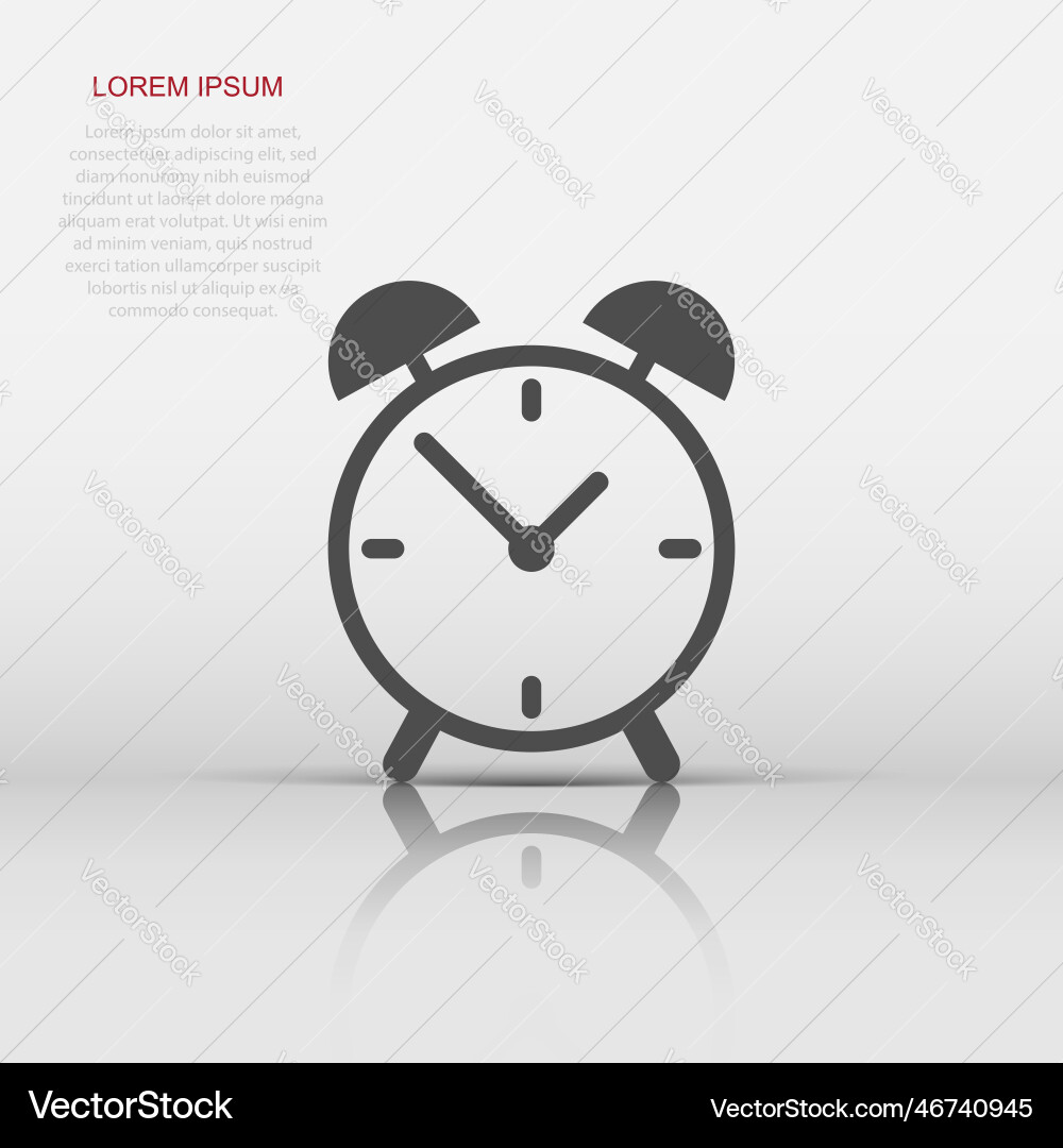Alarm Clock Icon In Flat Style Timer Sign Vector Image