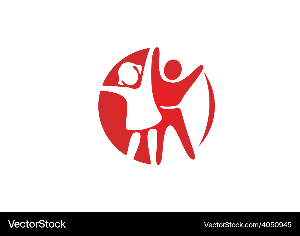 Boy and girl playing logo Royalty Free Vector Image