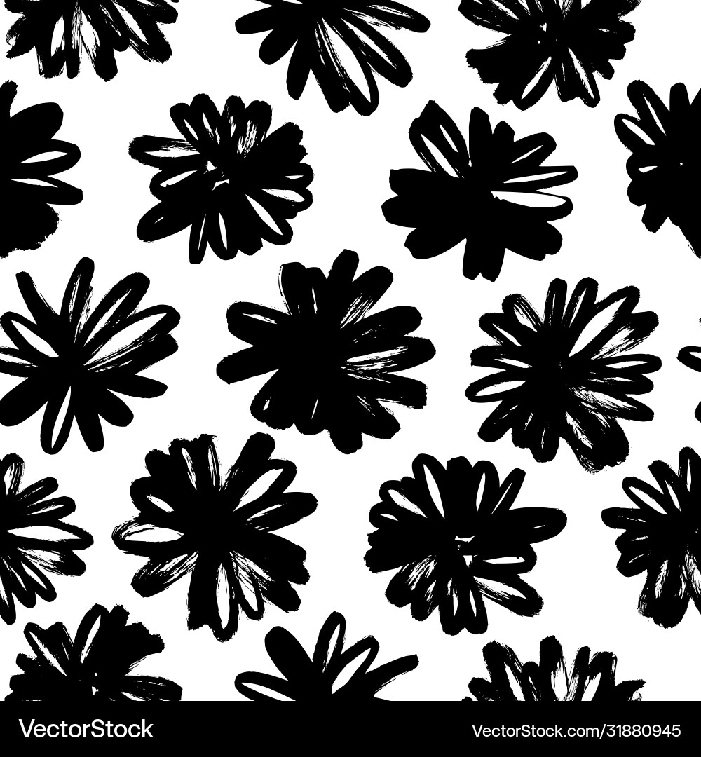 Brush flower seamless pattern Royalty Free Vector Image