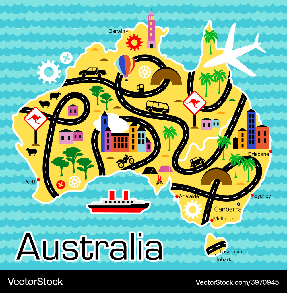 Colorful Australian Map Royalty Free Vector Image