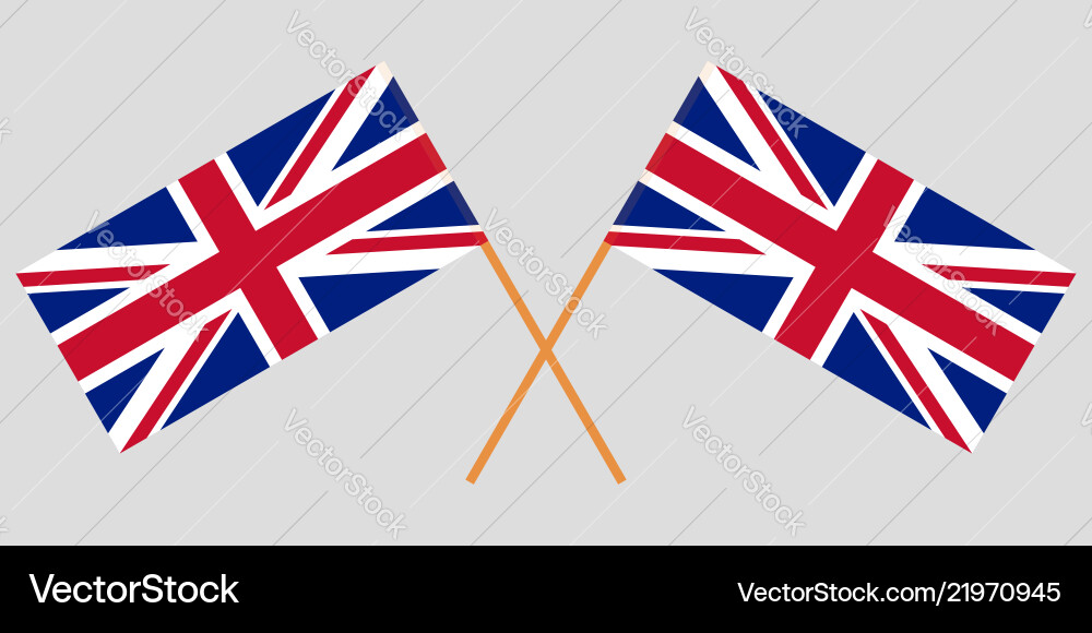 Crossed uk flags official colors Royalty Free Vector Image
