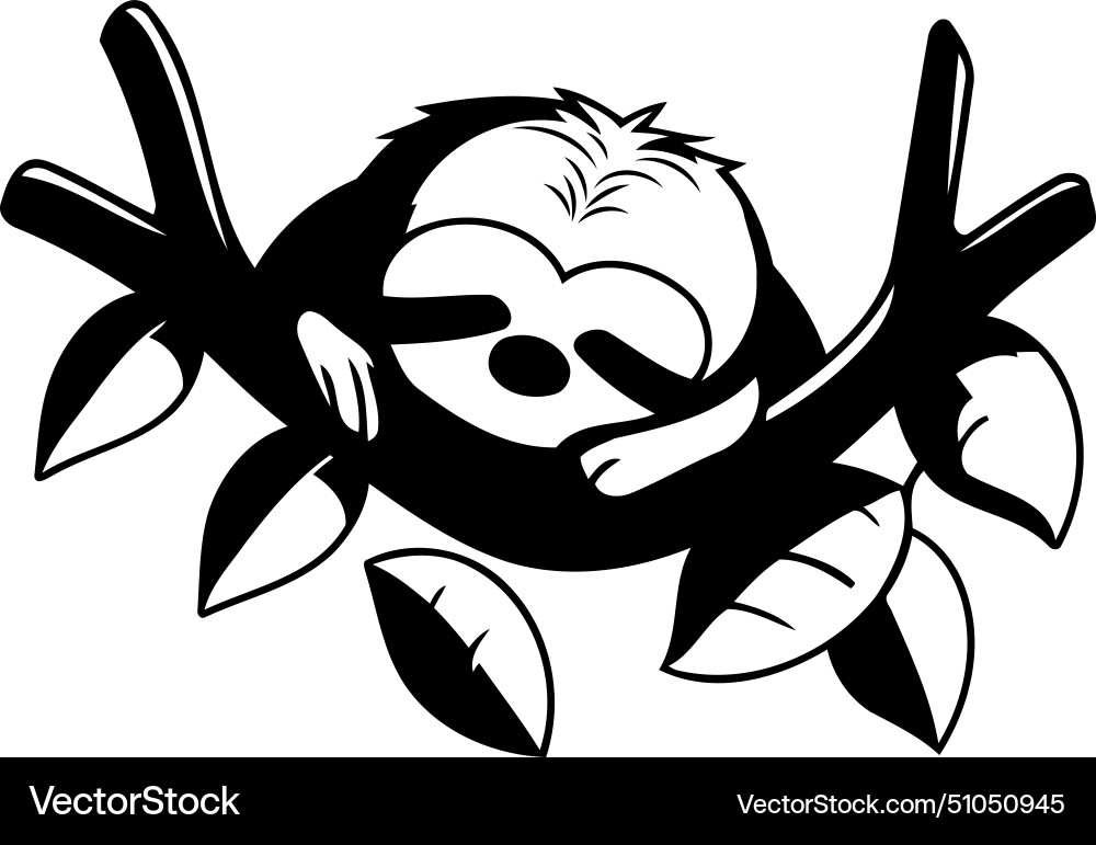 Cute cartoon sloth hanging on tree branch Vector Image