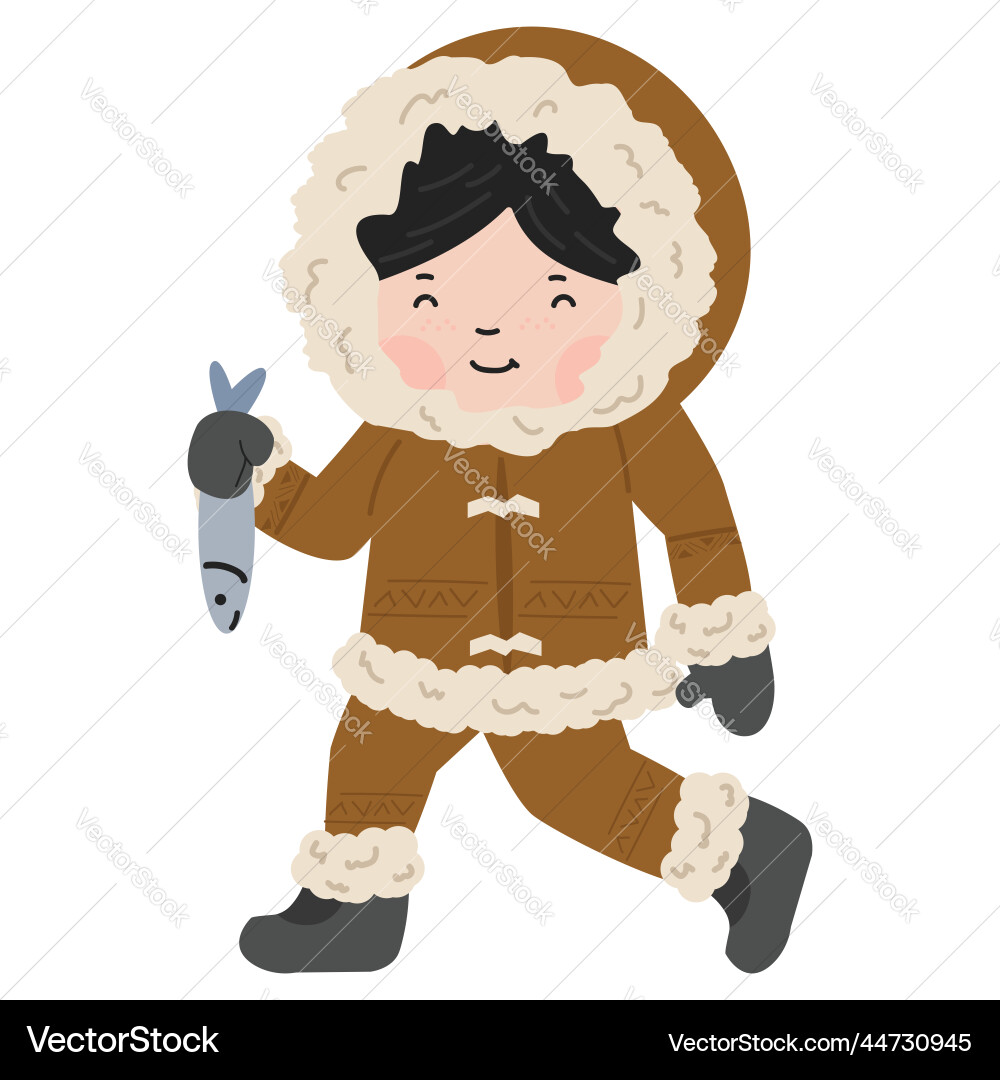 Funny eskimo girl in flat design Royalty Free Vector Image
