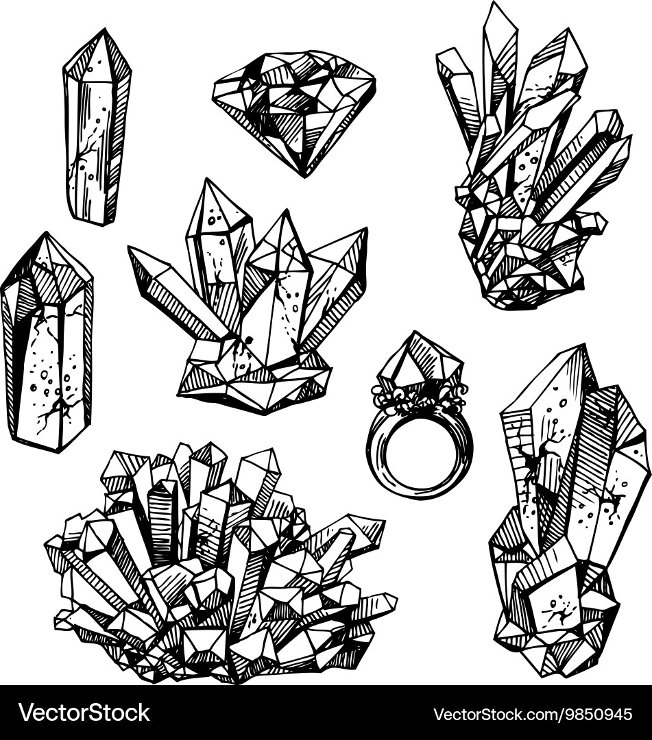 Sketch of crystals Royalty Free Vector Image - VectorStock