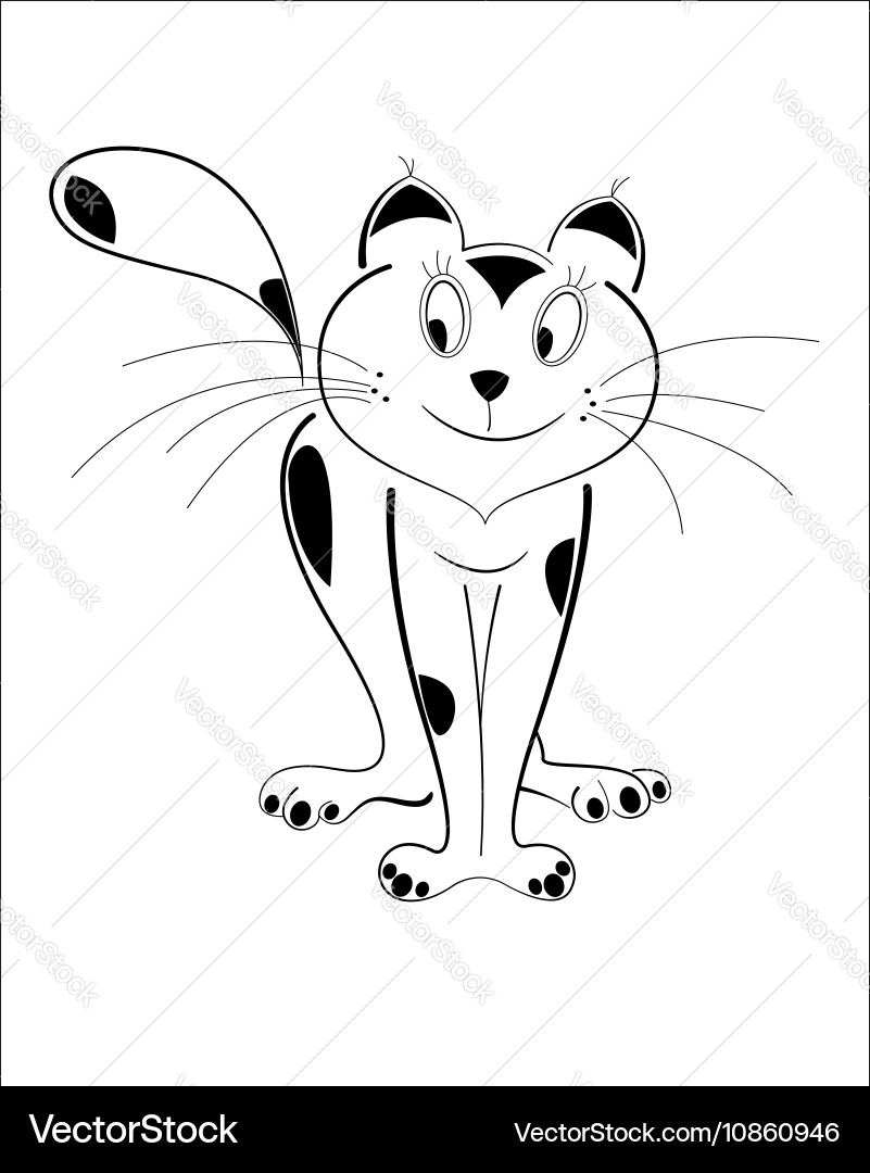 Cartoon cat black outline Royalty Free Vector Image