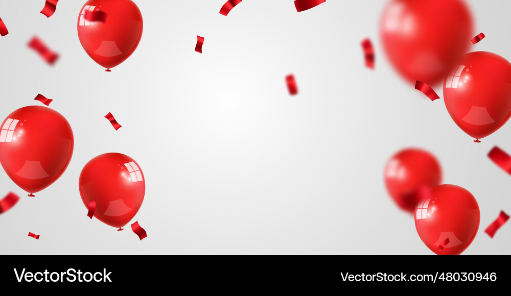 Celebration party banner with red balloons Vector Image