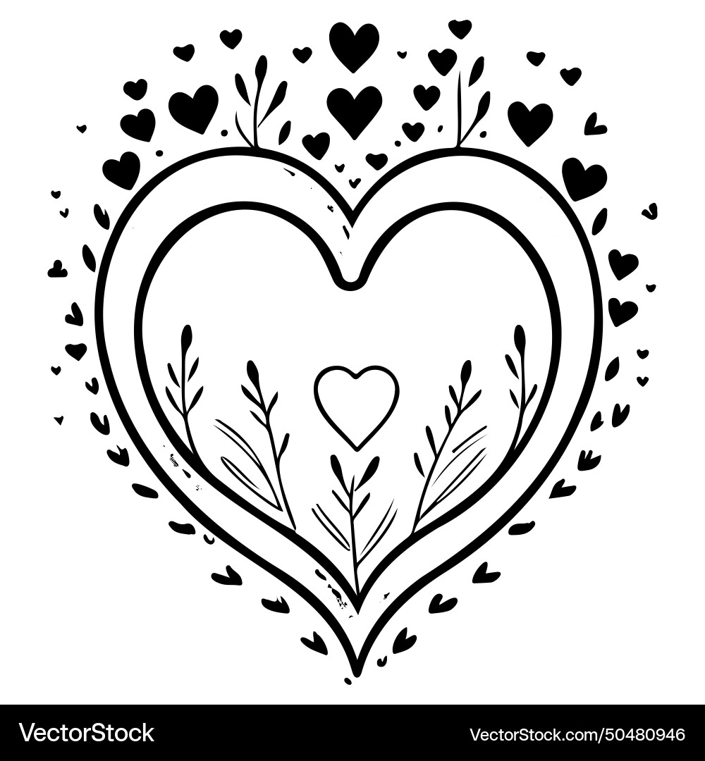 Doodle abstract sketch love heart draw Royalty Free Vector