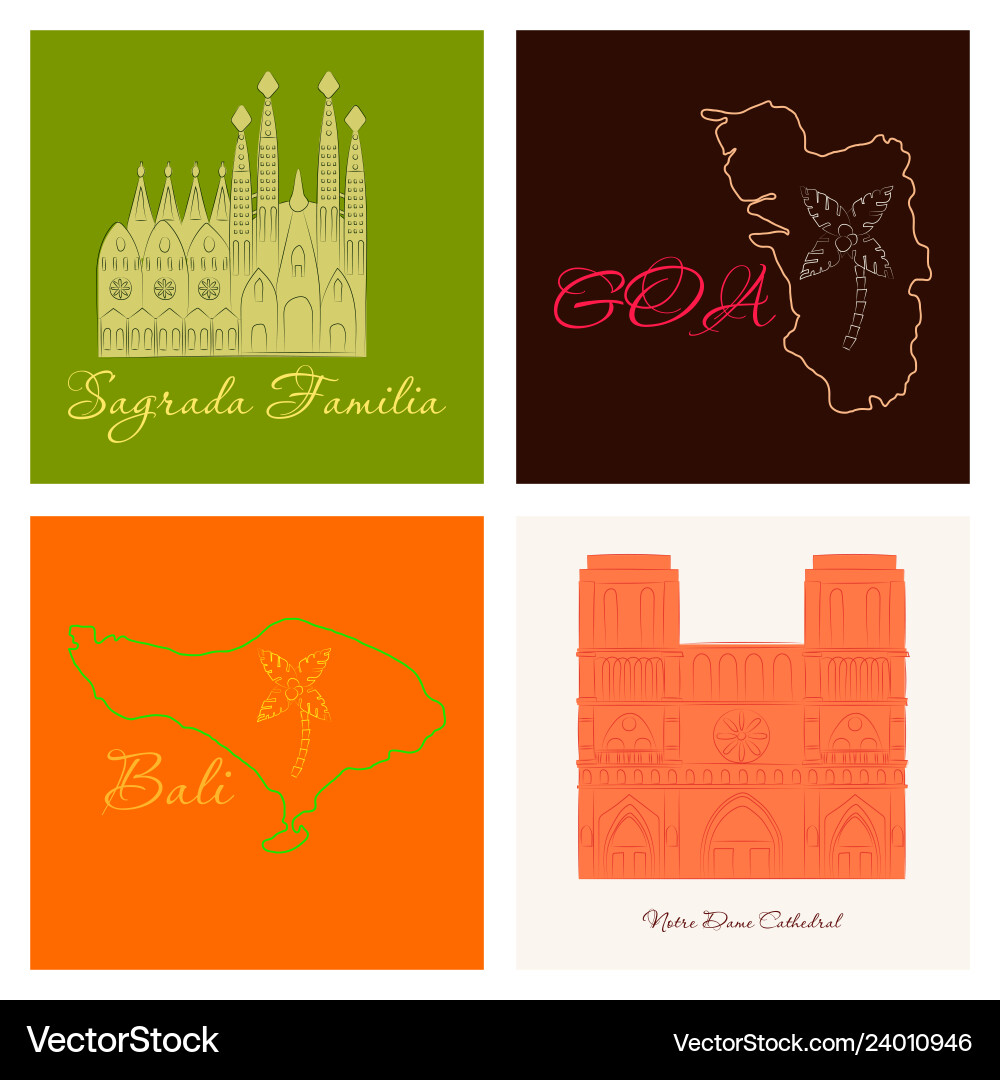 Famous place and monument around the world Vector Image